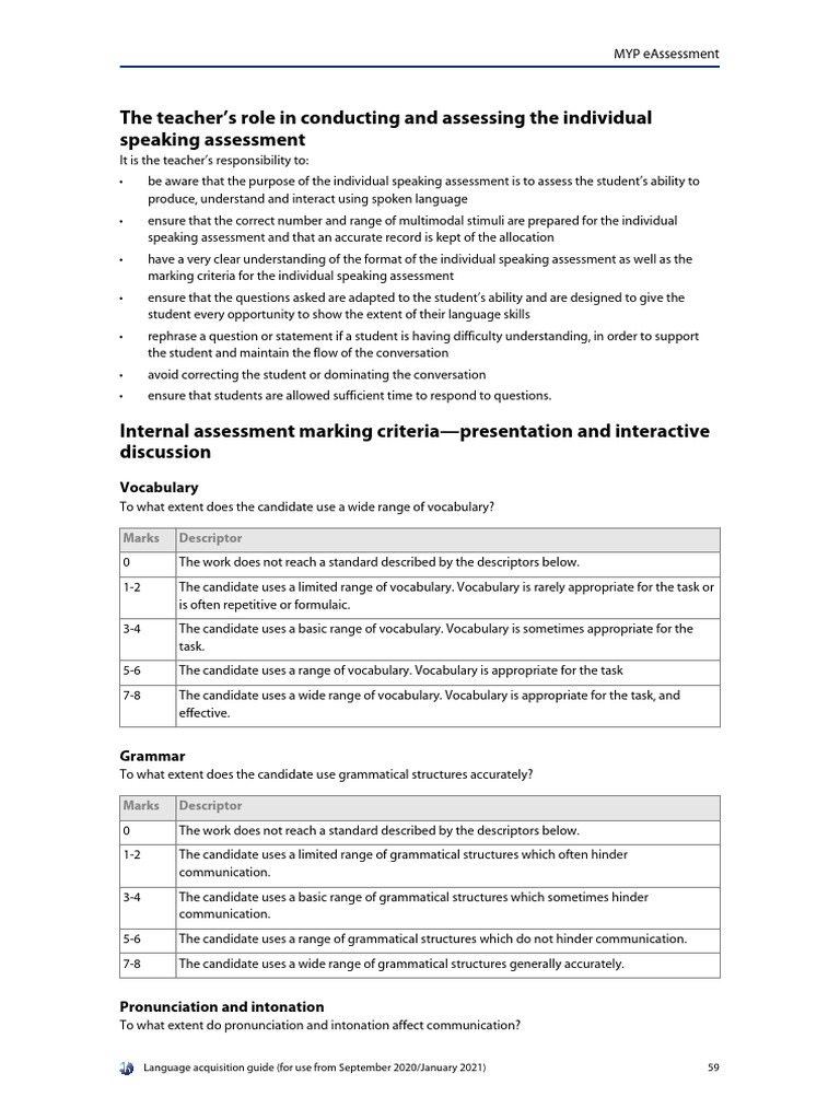 MYP 5 Criterion C Strands For Oral Exam | PDF | Educational Assessment ...