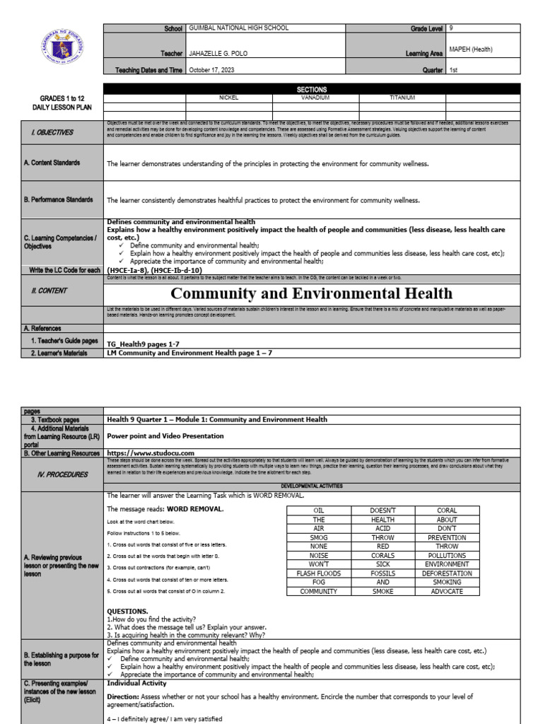 1st Quarter CO | PDF | Community | Learning