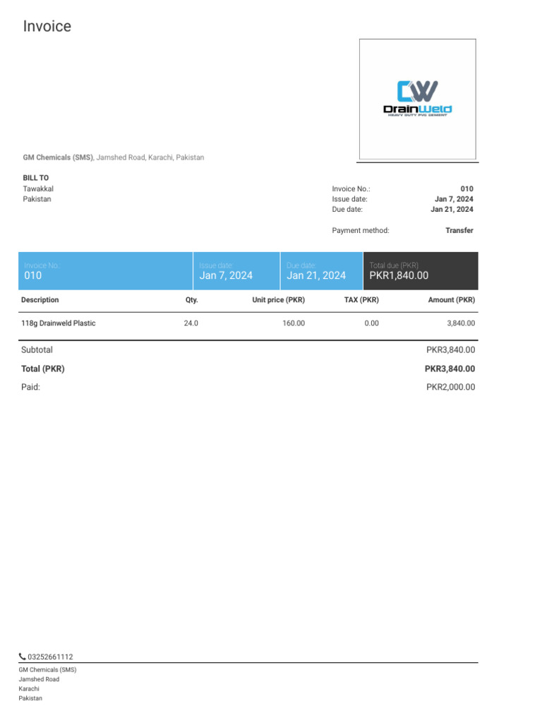 Invoice for Sanitary Cleaning Supplies | PDF