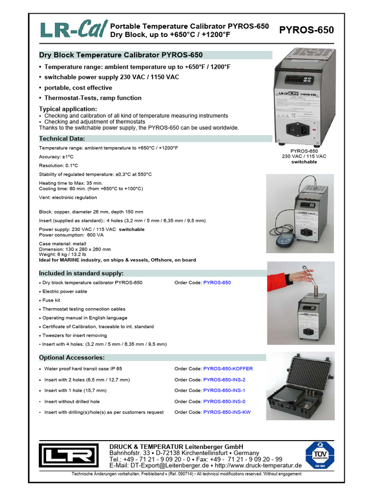 Pyros 650e | PDF | Calibration | Thermostat