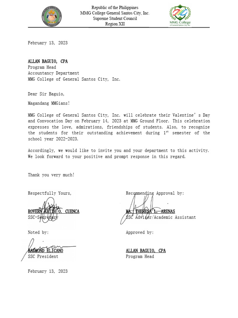 Invitation Letter Program Head | PDF | Love | Virtue