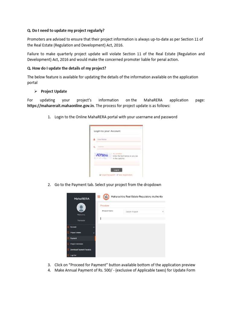 How to Update Your MahaRERA Project | PDF | Accountant | Business