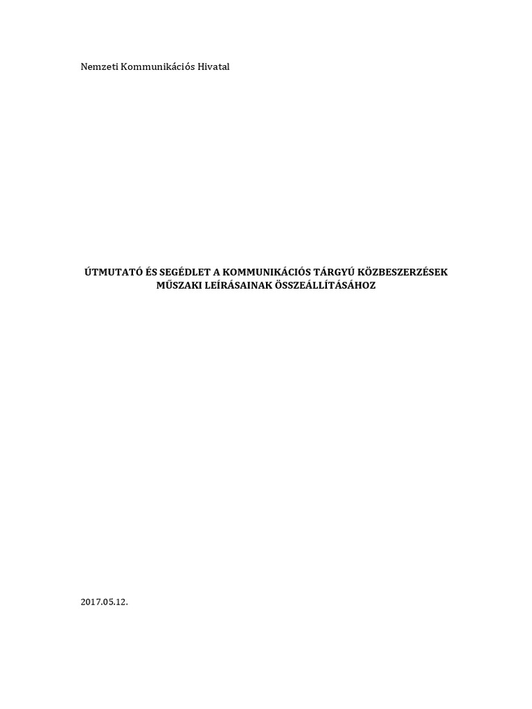 NKOH Muszaki Leirasok Utmutato | PDF