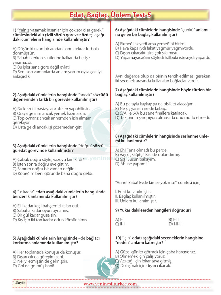 Edat Baglac Unlem Tes 5 | PDF