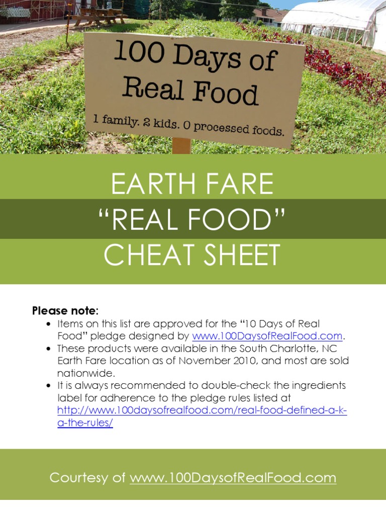 Earth Fare Real Food Cheat Sheet | PDF | Whole Grain | Cereals