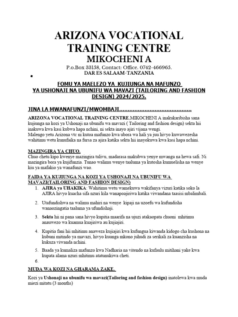 Tailoring Course - Outline | PDF