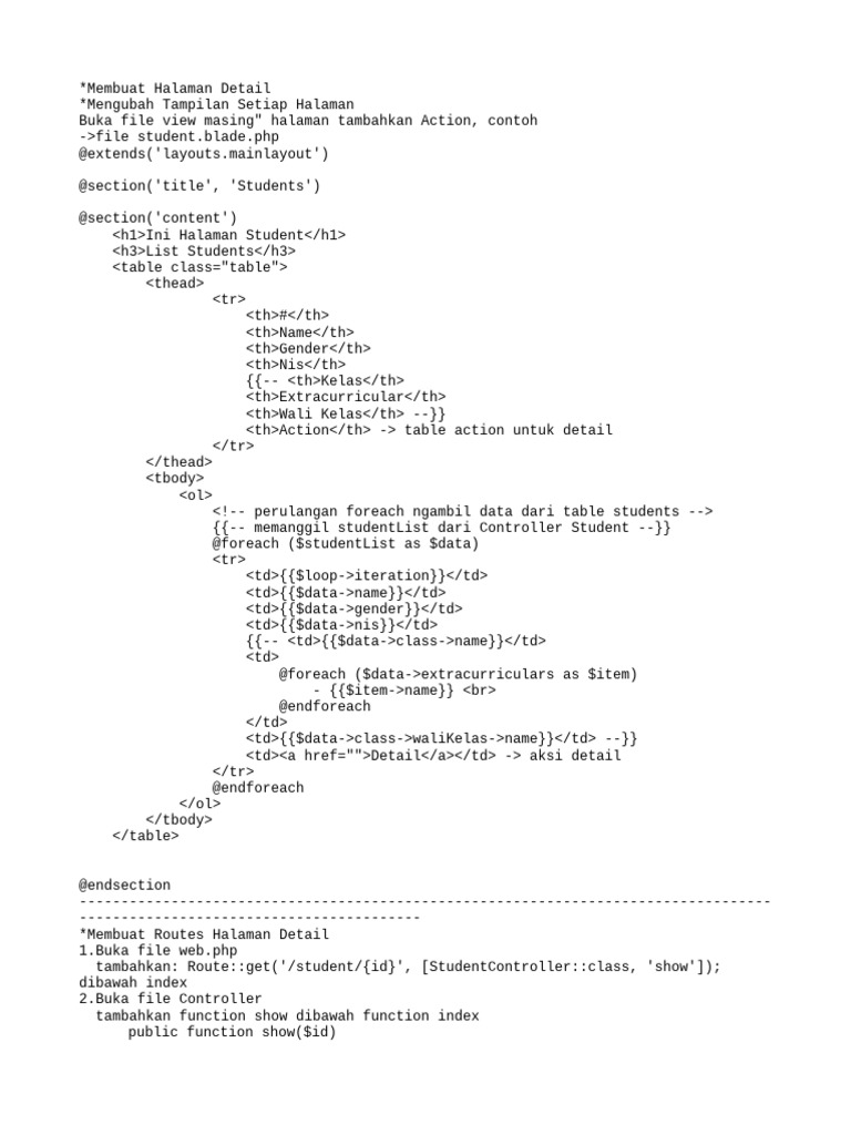 Belajar Laravel 15-ShowMethod Membuat Halaman Detail | PDF | Computing | Data Management