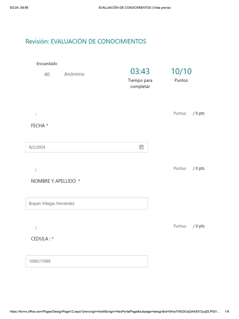 Evaluación de Conocimientos Brayan Villegas Fernandez | PDF ...