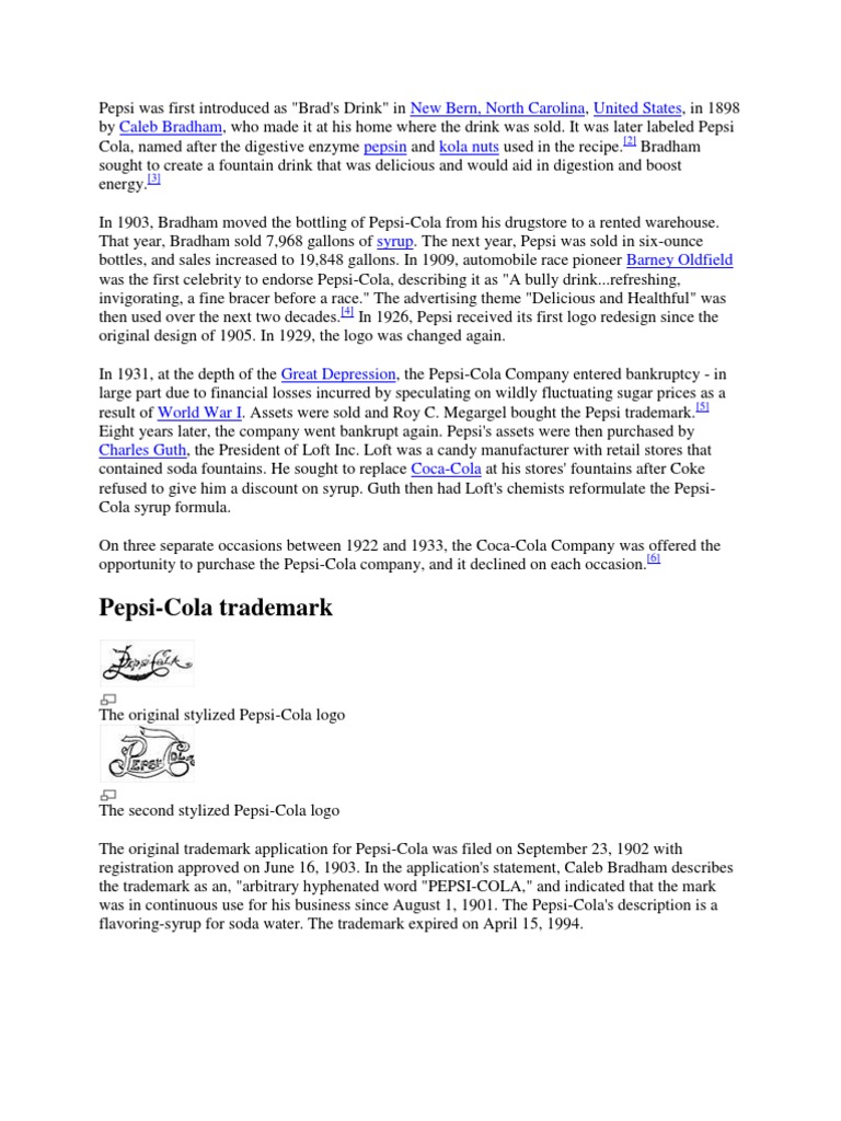 Pepsi Was First Introduced As | PDF | Pepsi | Pepsi Co