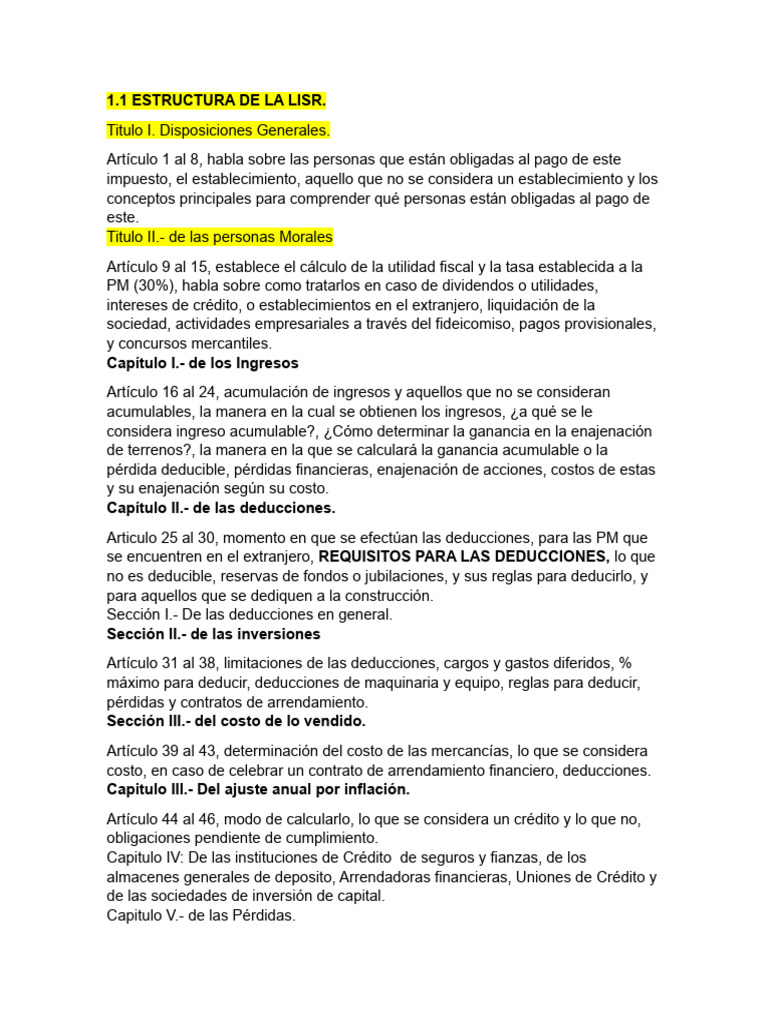 Estructura de La Lisr | PDF | Impuesto sobre la renta | Dividendo