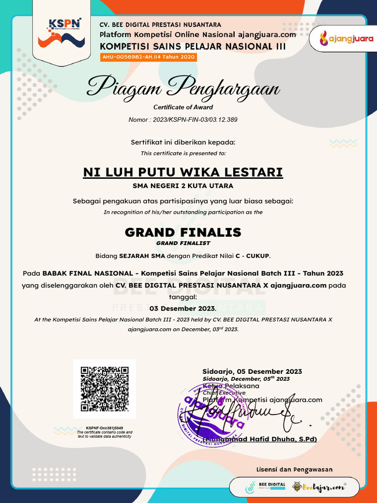 389 - Final KSPN III - Ni Luh Putu Wika Lestari - Sejarah Sma - Final Nasional - Kspnf ...