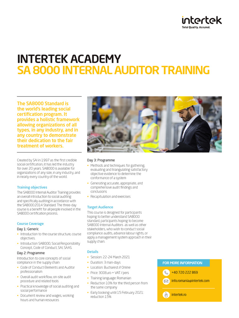 SA8000 Internal Auditor Training | PDF | Audit | Internal Audit