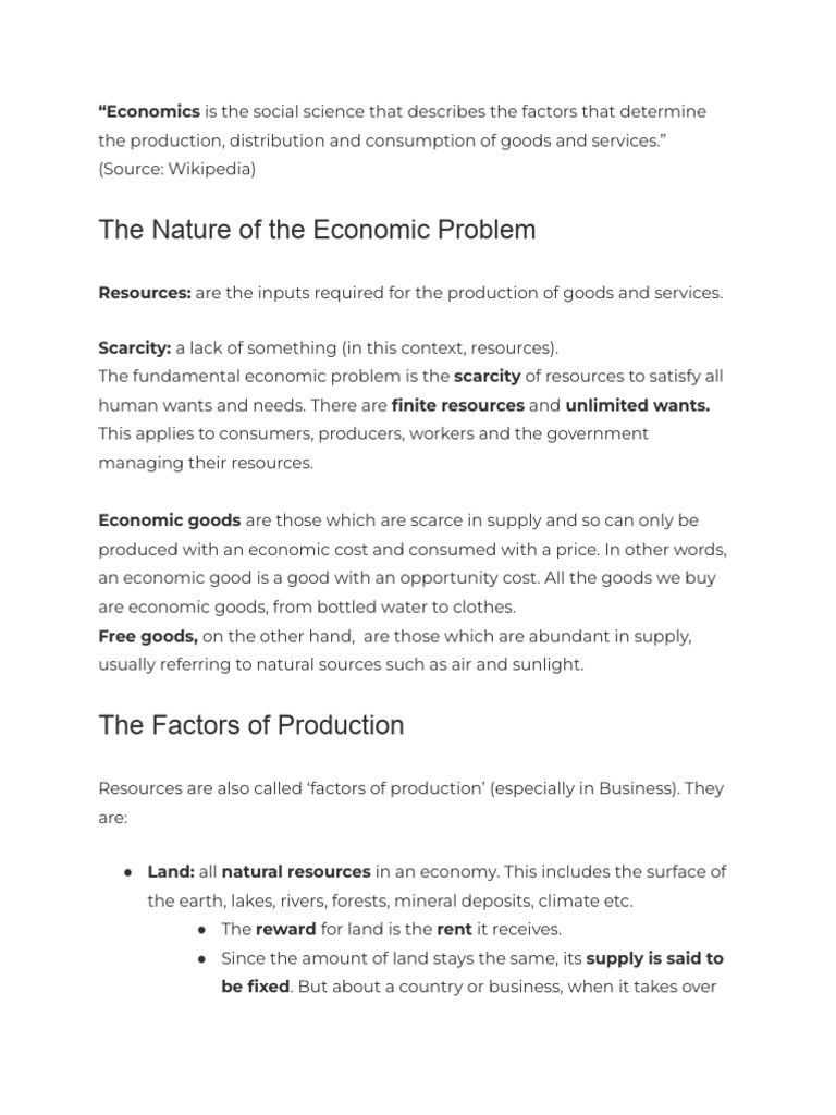 Economics Notes Unit 1 - 3 | PDF