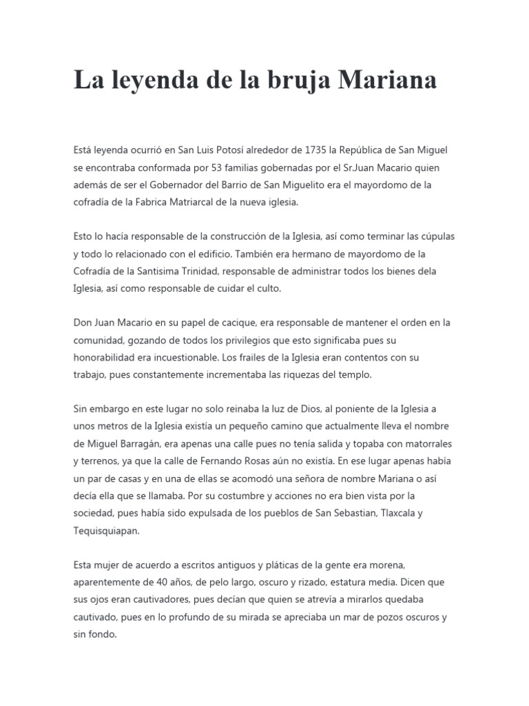 La Leyenda de La Bruja Mariana | PDF