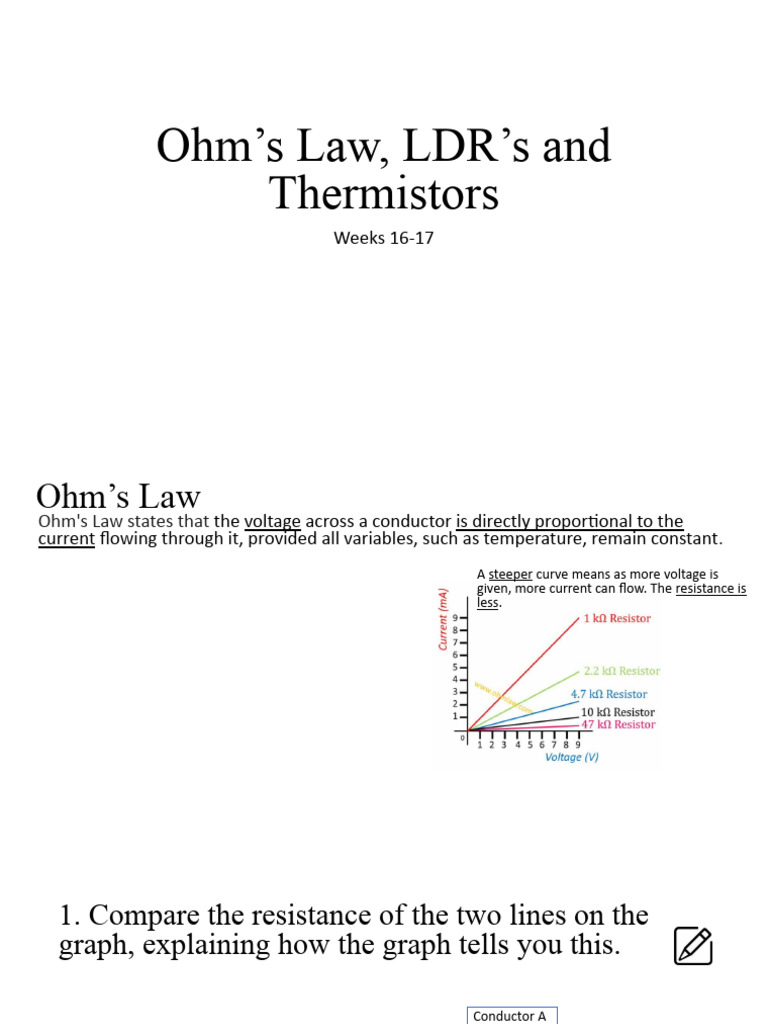 Year 10 Physics LDRs and Thermistors PDF v2 | PDF | Electrical ...