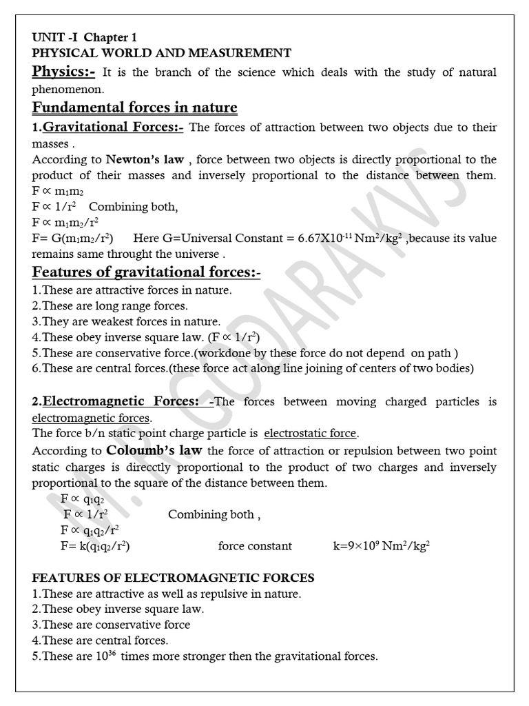 U-1 Units and Measurements Xi | PDF | Nuclear Force | Force