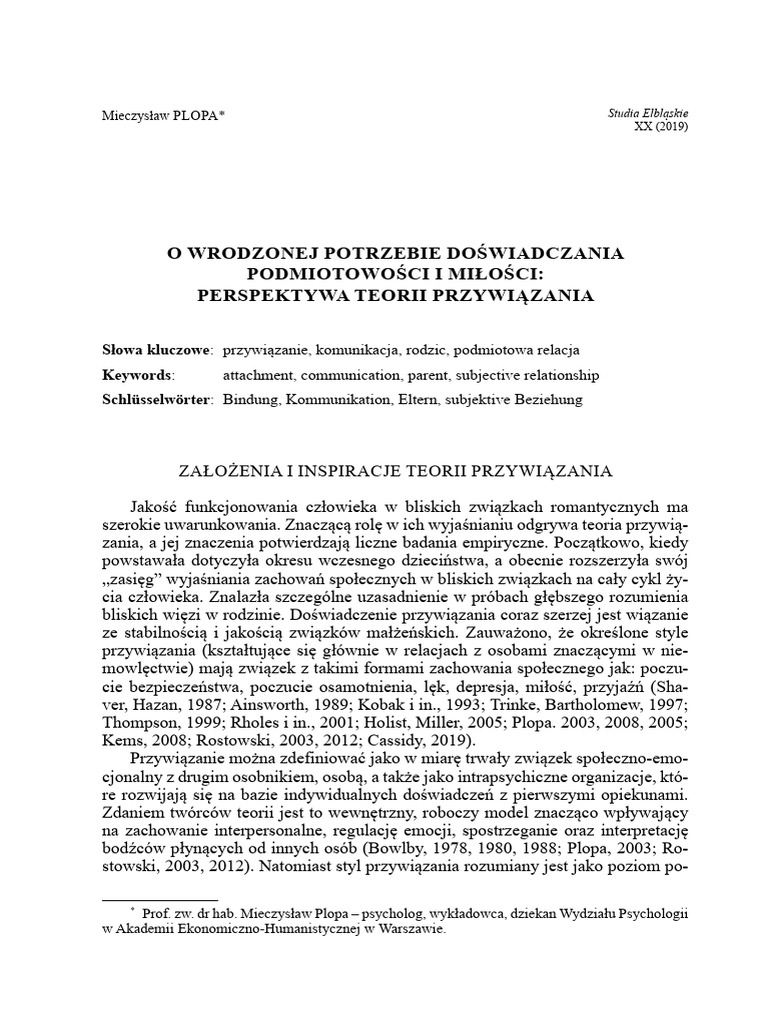 Plopa - o Przywiazaniu | PDF