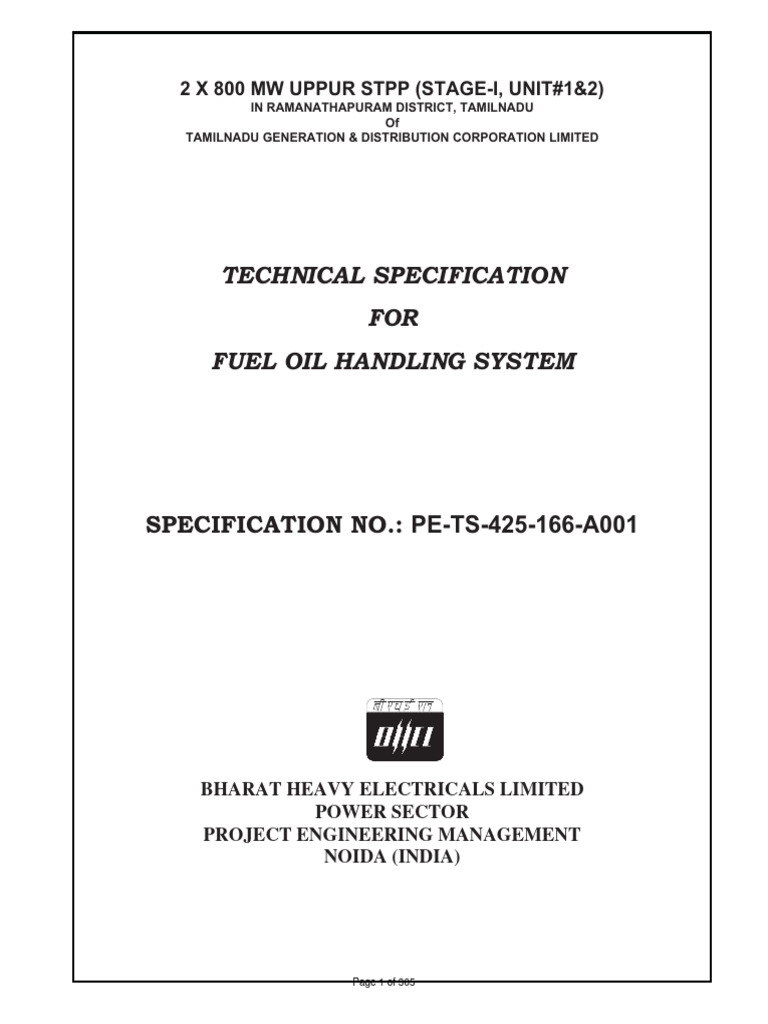 Uppur STPP Fuel Oil Handling Specs | PDF | Specification (Technical Standard)