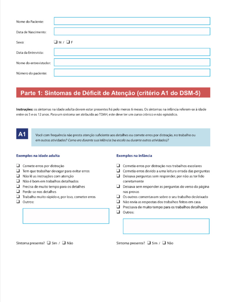 1) Diva - Escala TDAH Dsm-5 | PDF