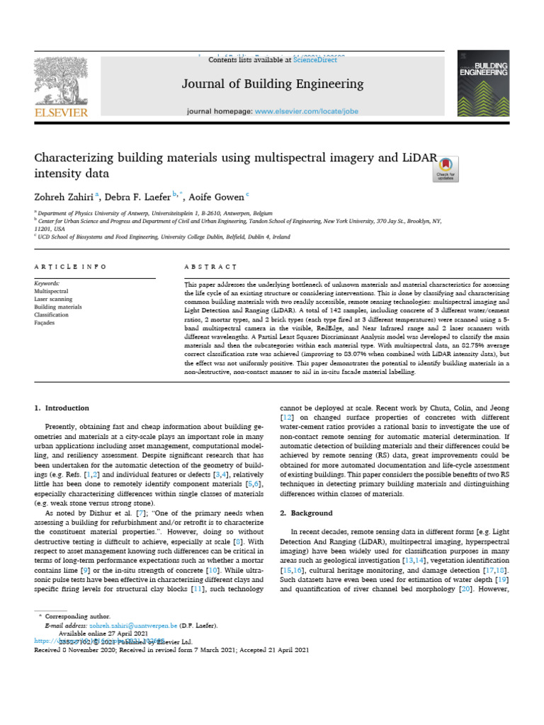 Characterizing Building Materials with LiDAR | PDF | Lidar | Infrared