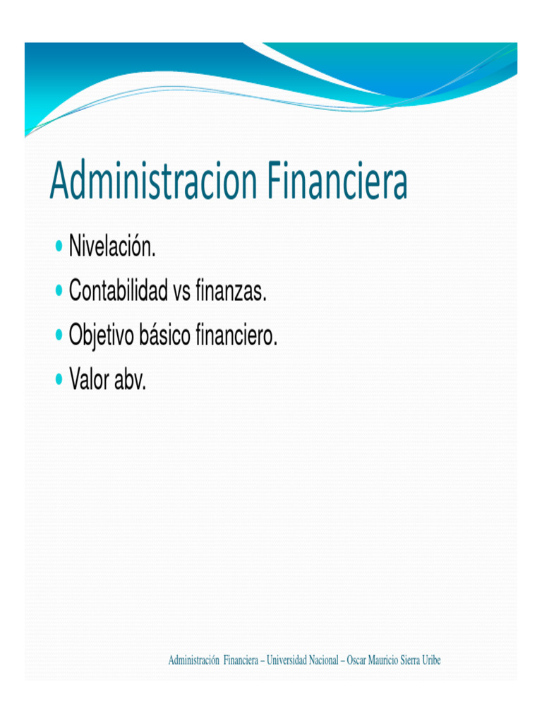 Admon Financiera Clase 1 | PDF | Finanzas y dinero