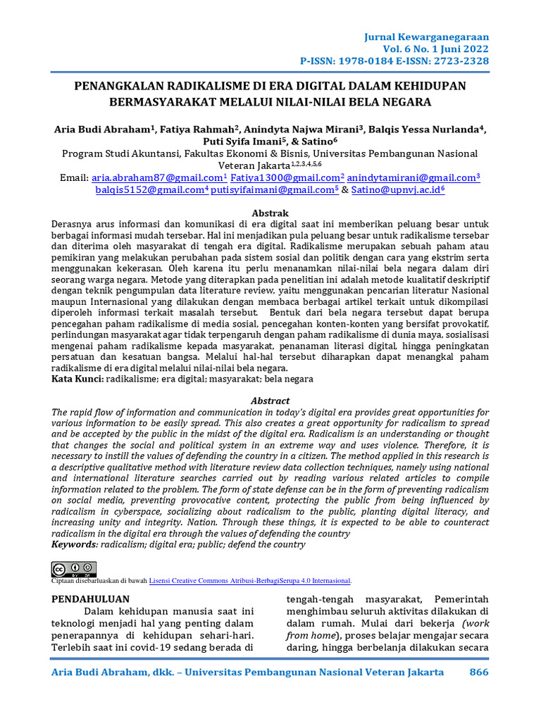Penangkalan Radikalisme Di Era Digital Dalam Kehidupan Bermasyarakat ...