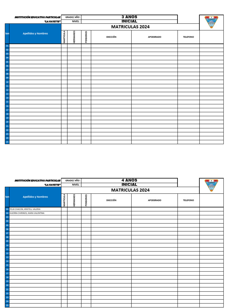 Formatos - Matriculas 2024 | PDF