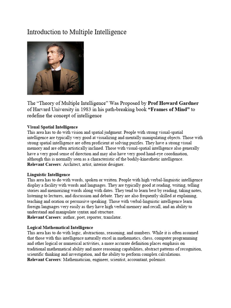 Understanding Multiple Intelligences Theory | PDF | Science & Mathematics