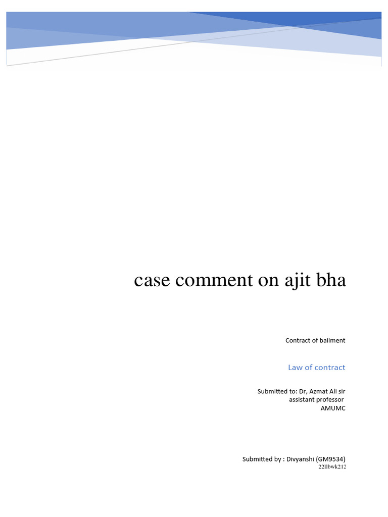 Case Comment | PDF | Damages | Common Law