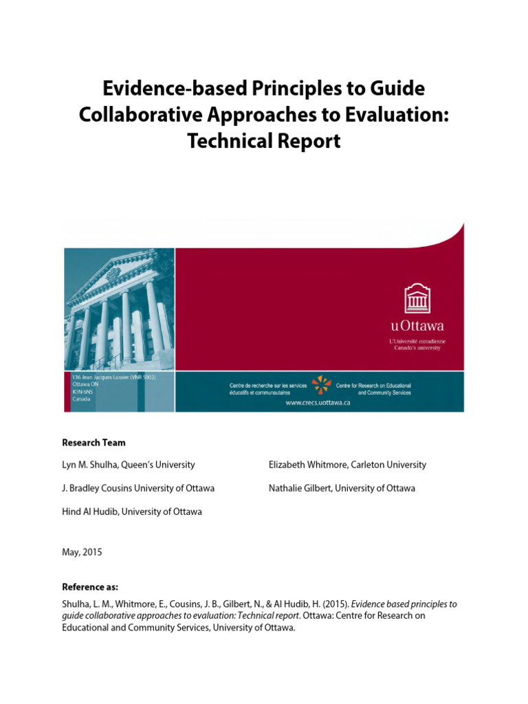 Evidence Based Principles To Guide Collaborative Approaches To Evaluation Pdf Evaluation