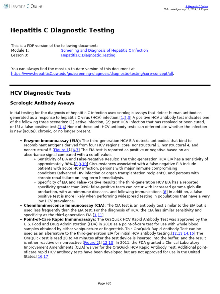 Hepatitis C Diagnostic Testing | PDF | Hepatitis C | Diagnosis Of Hiv/Aids