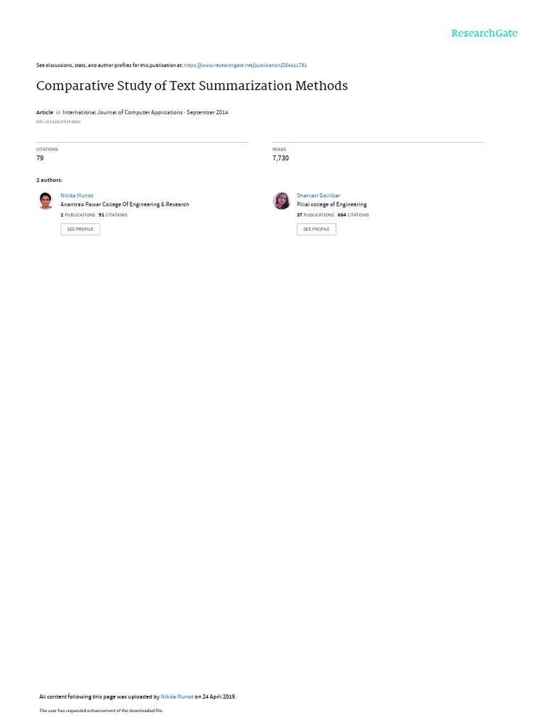 Comparative Study of Text Summarization Methods | PDF | Human ...