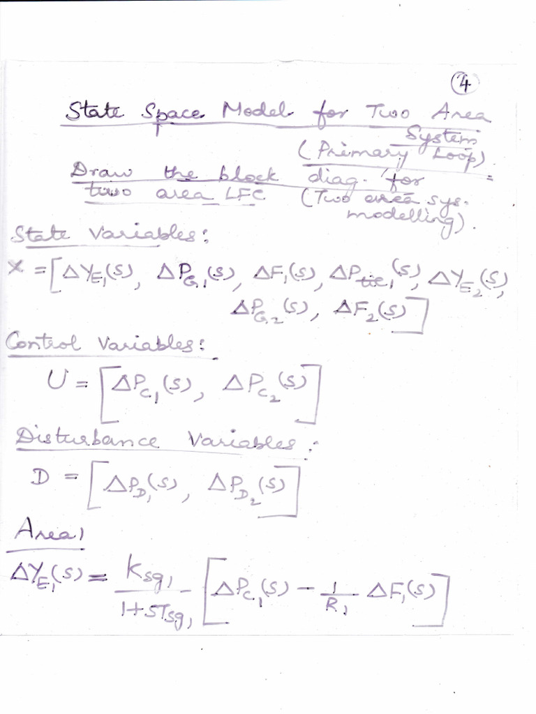 State Space Model Of Two Area Lfc Pdf