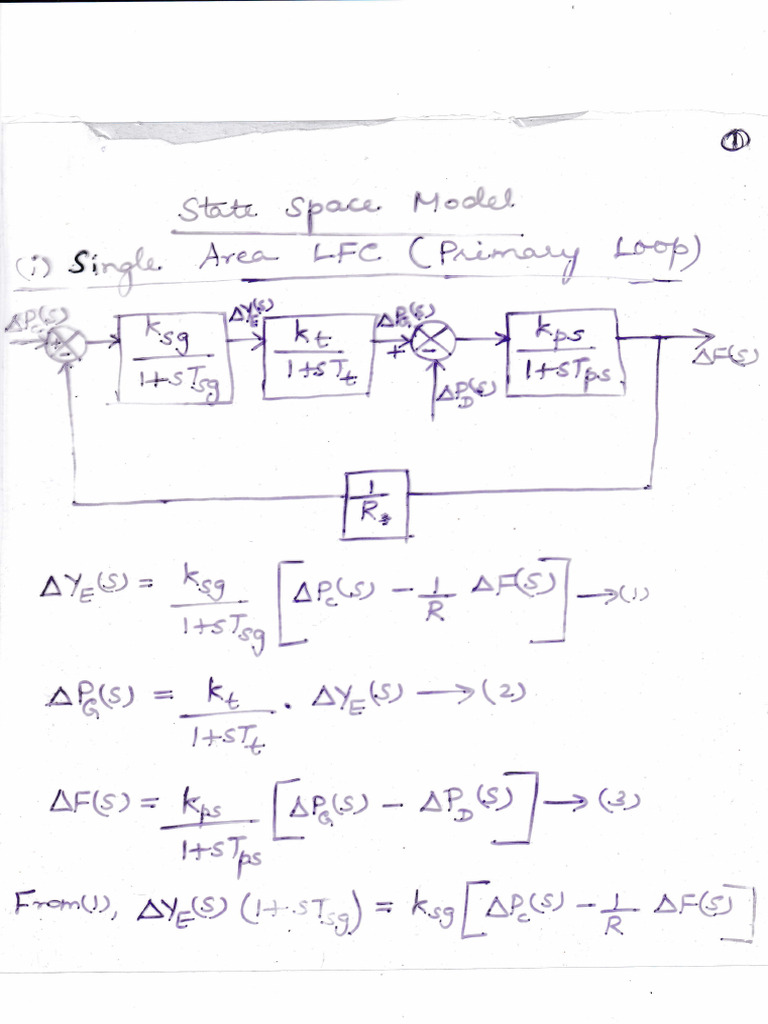 State Space Model Of Single Area Lfc Pdf