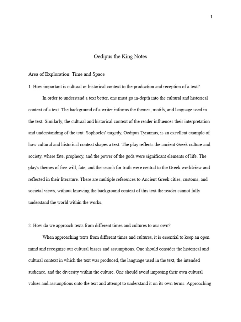 Oedipus The King Notes IB English | PDF