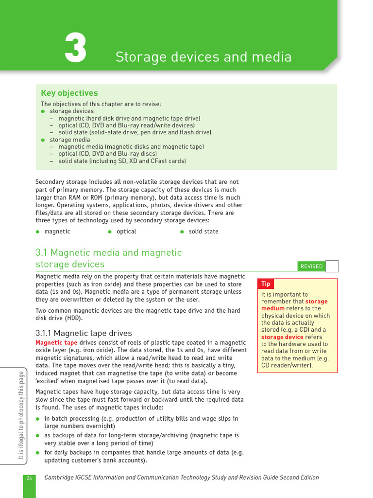 Ch-3-Revision-Guide 4 | PDF | Computer Data Storage | Solid State Drive