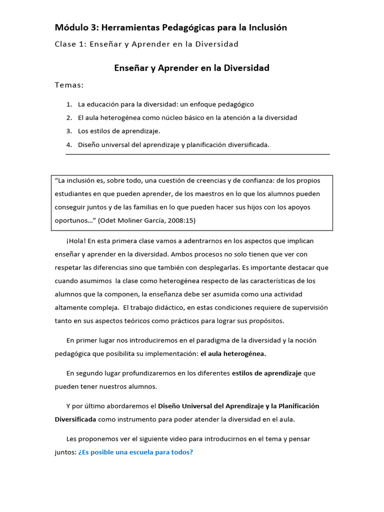 Modulo 3 - Clase 1 | Descargar gratis PDF | Aprendizaje | Enseñando
