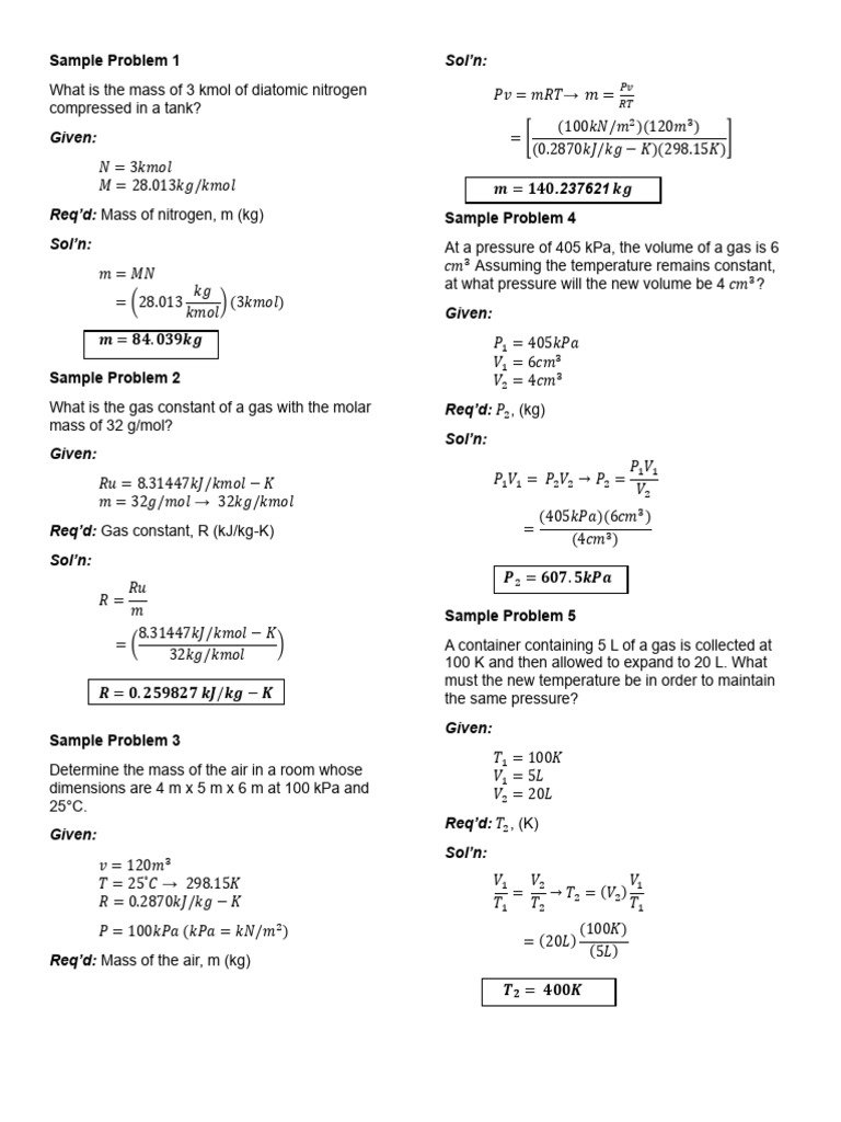 THERMODYNAMICS Sample Problems | PDF