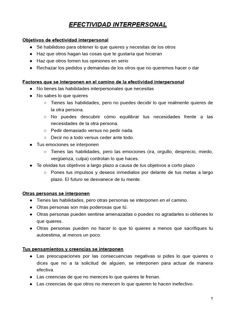 Efectividad Interpersonal | PDF