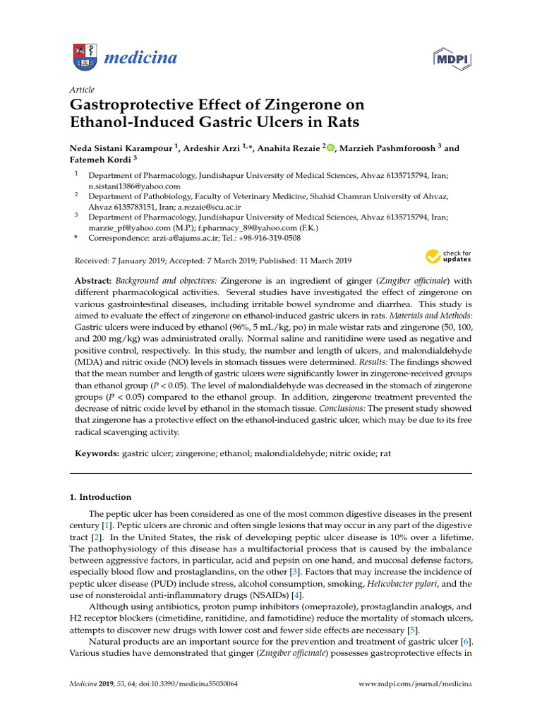 Gastroprotective Effect of Zingerone On Ethanol-Induced Gastric Ulcers ...