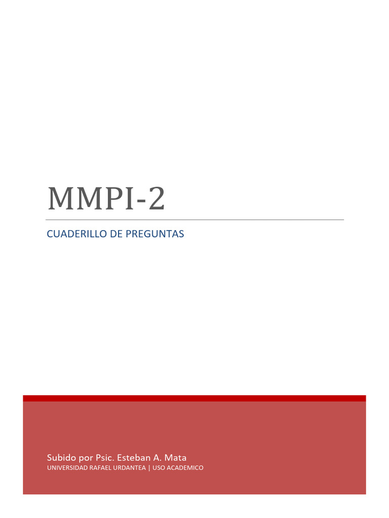 Cuadernillo de Preguntas Mmpi 2 | PDF