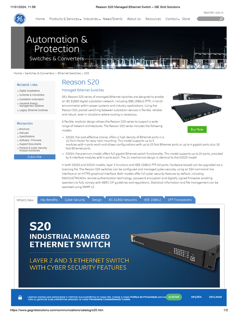 Reason S20 Managed Ethernet Switch - GE Grid Solutions | PDF | Network ...