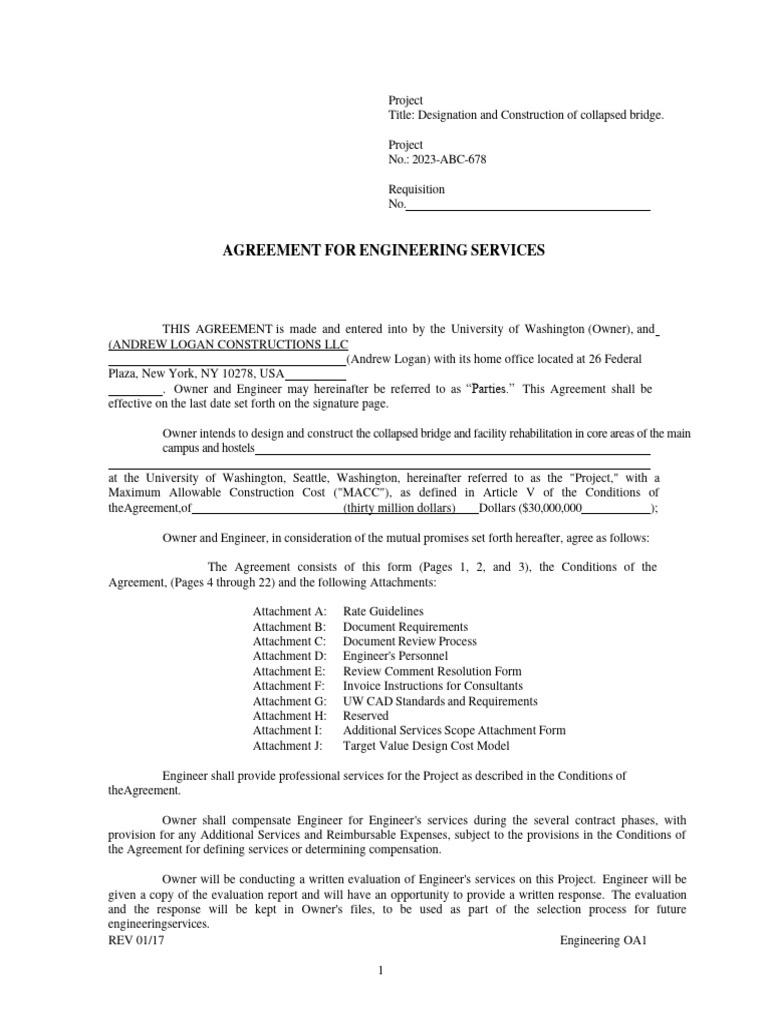 UW Bridge Design & Construction Agreement | PDF | Specification (Technical Standard) | General ...