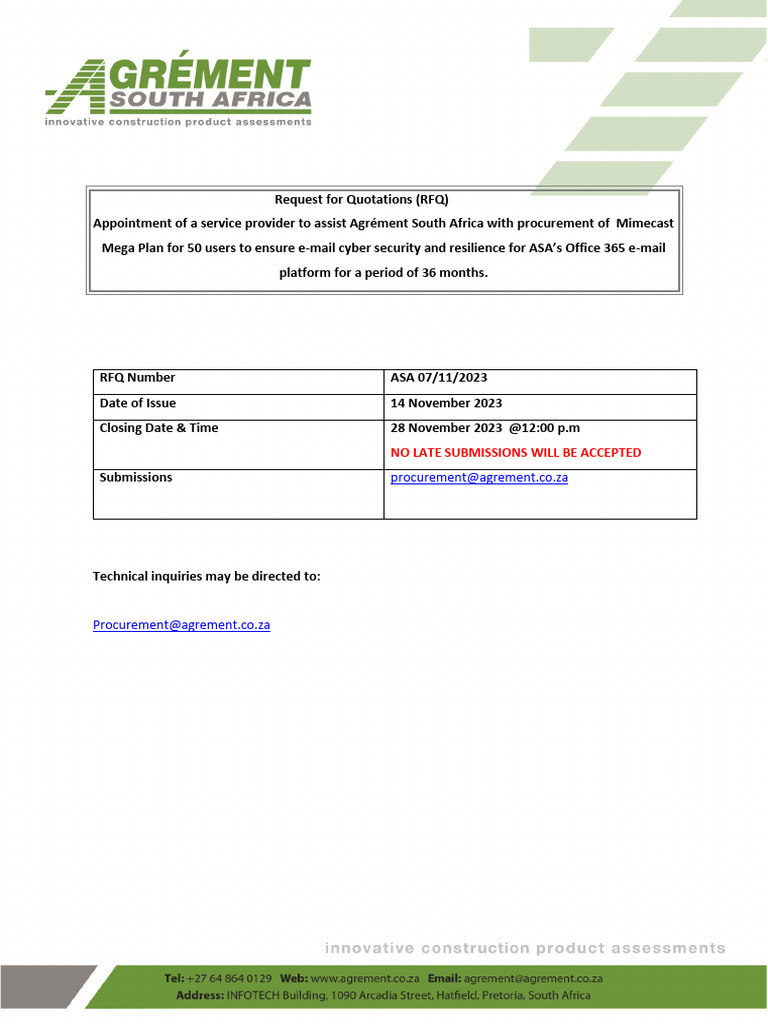 Terms of Reference - Mimecast Licenses | PDF | Request For Proposal | Common Law