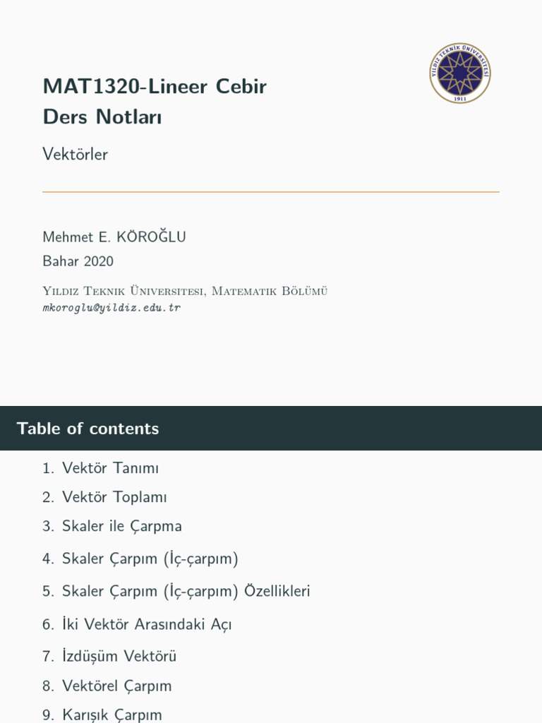 MAT1320 Hafta 9 | PDF