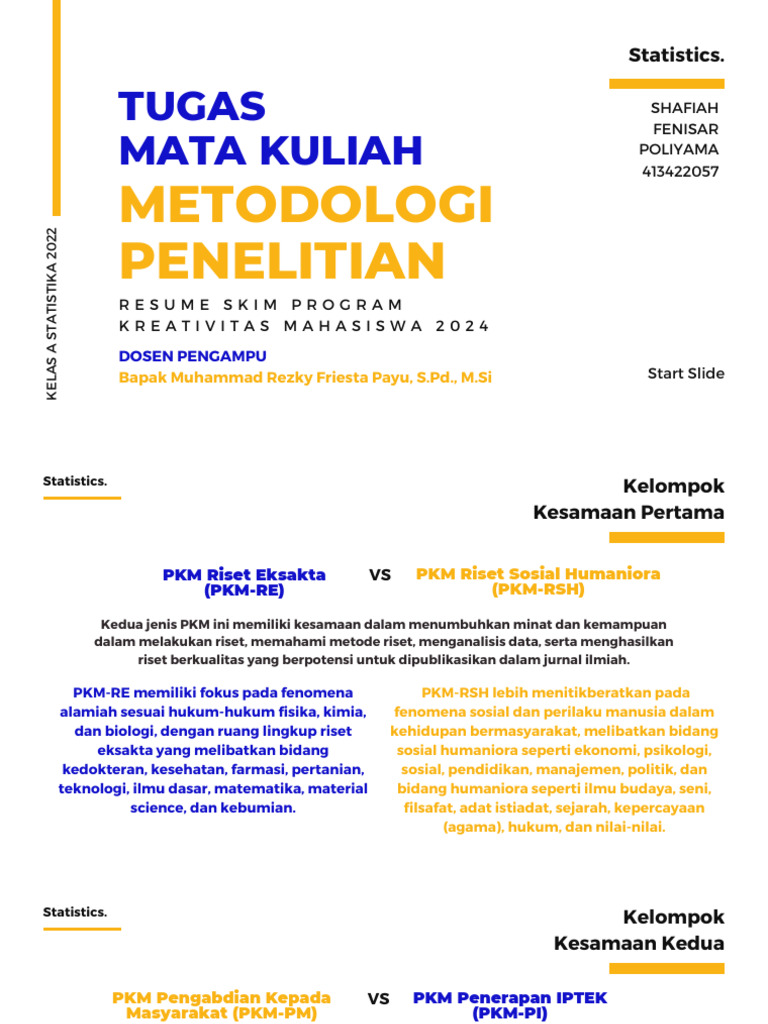 Skim PKM: Jenis dan Fokus Riset | PDF