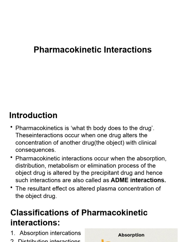 Pharmacokinetic Interactions | PDF | Cytochrome P450 | Pharmacokinetics