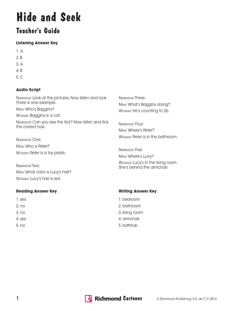 Hide and Seek-Teacher's Guide | PDF