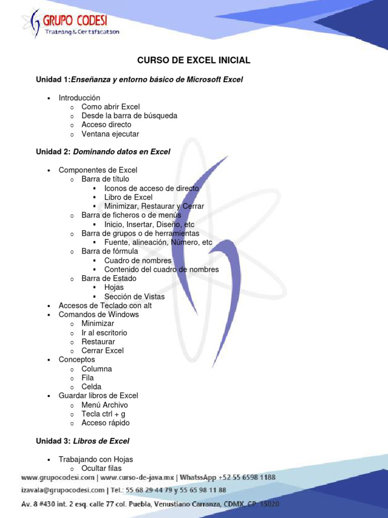 Curso de Excel Basico | PDF | Microsoft Excel | Archivo de computadora