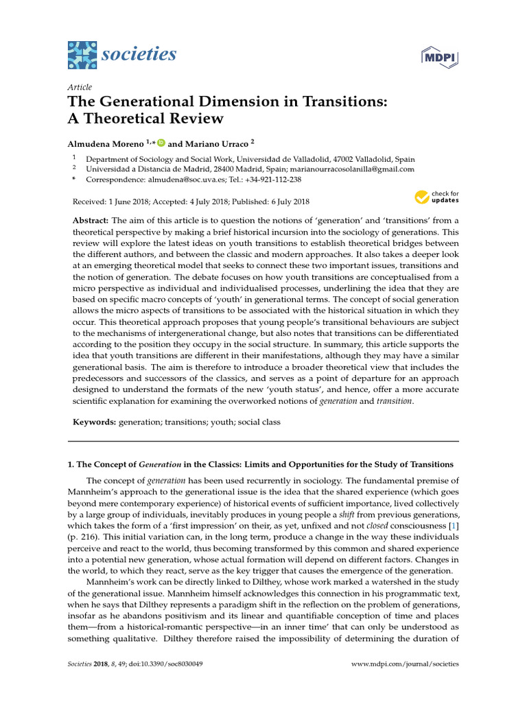 The Generational Dimension in Transition | PDF | Concept | Experience